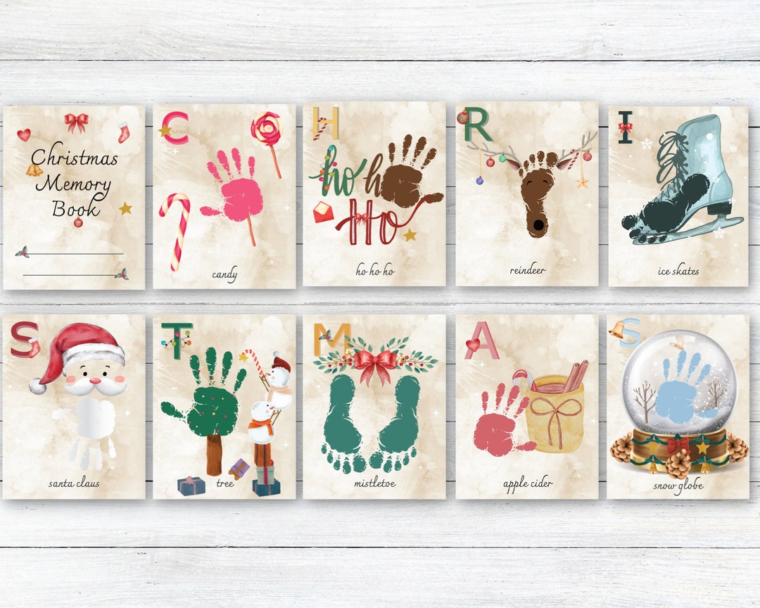 Set of 9 Christmas Handprint Art Bundle, DIY Kids Craft, Christmas ...