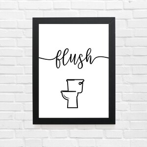 Wash Brush Floss Flush Bathroom Signs, Bathroom Decor, Bathroom Posters ...