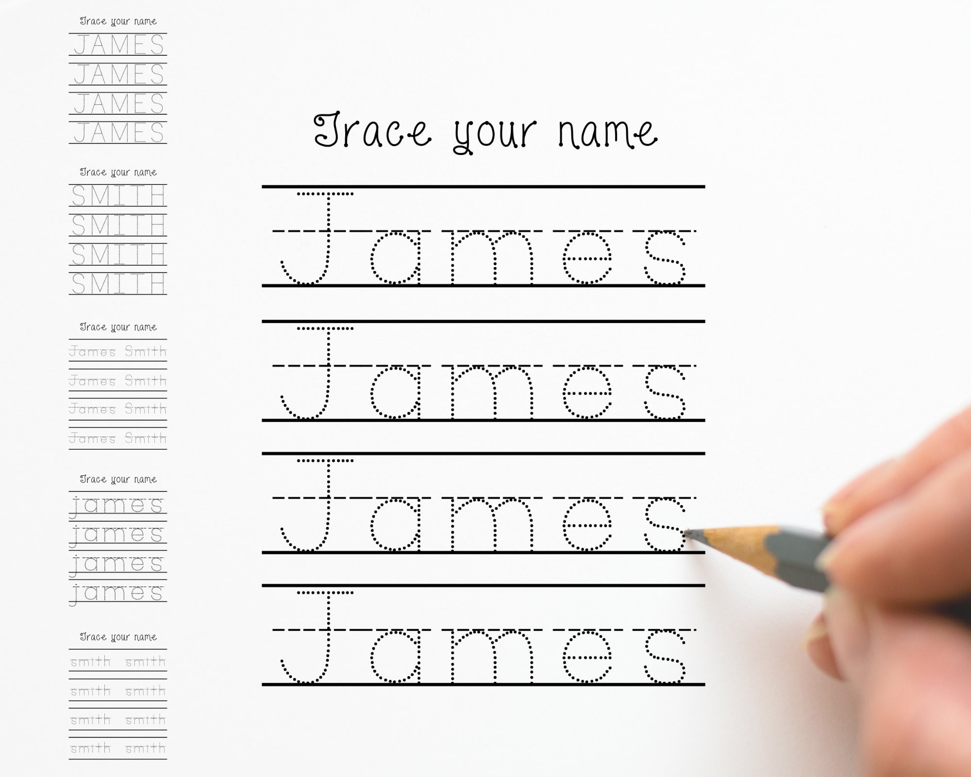 Six Page Name Trace Worksheet Bundle First Name Last Name - Etsy