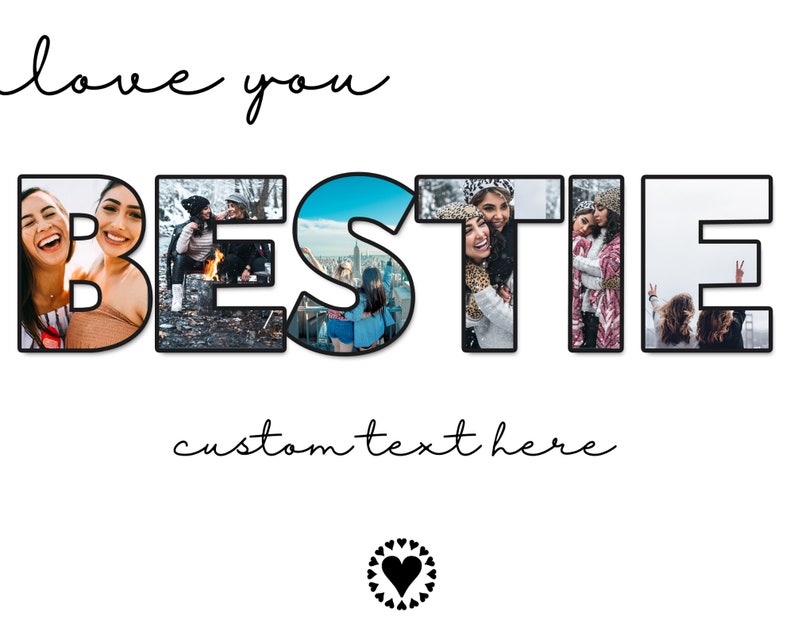 Bestie personalisierte digitale Bild Collage, Geschenk für beste ...