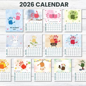2026 12 Month Handprint Calendar, DIY Kid Toddler Baby Craft, Calendar ...