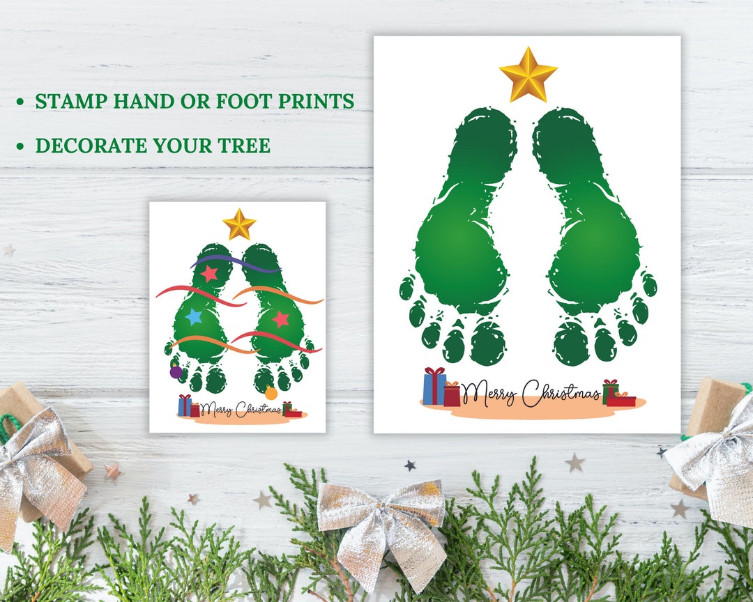 Christmas Handprint Footprint Craft Bundle, Printable Christmas Card ...