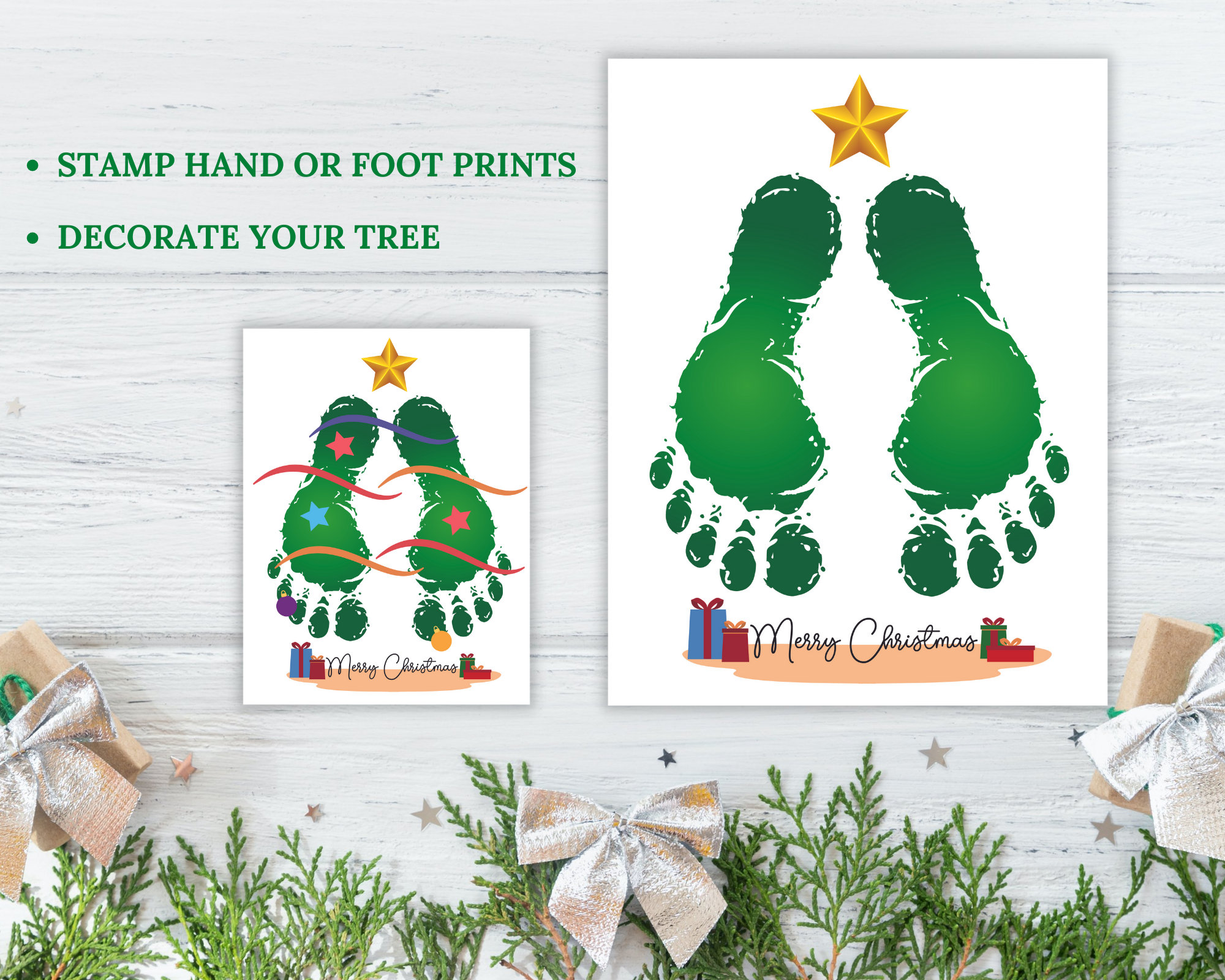 Christmas Handprint Footprint Craft Bundle Printable - Etsy