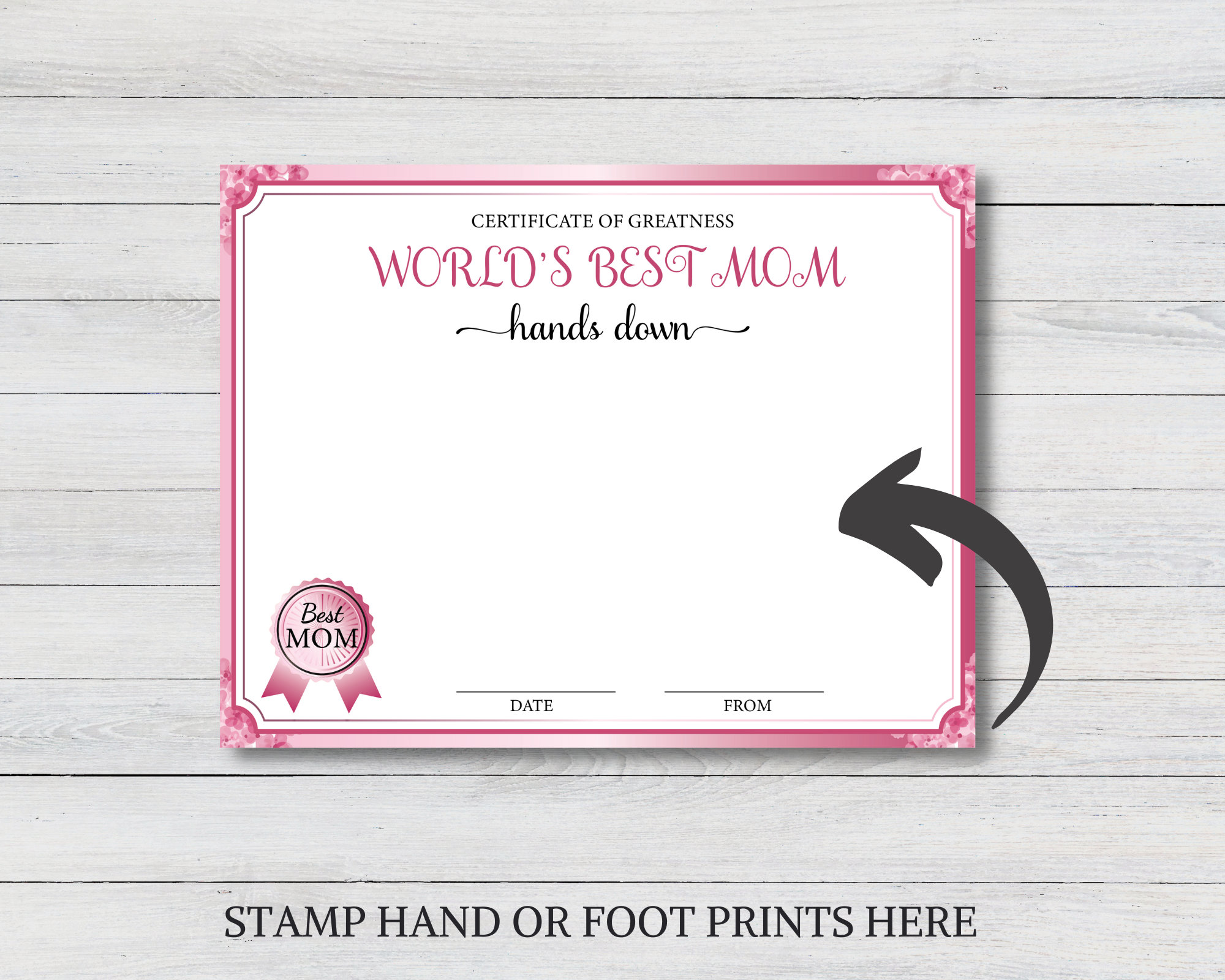 World's Best Mom Hands Down Certificate Mother's Day Handprint Craft ...