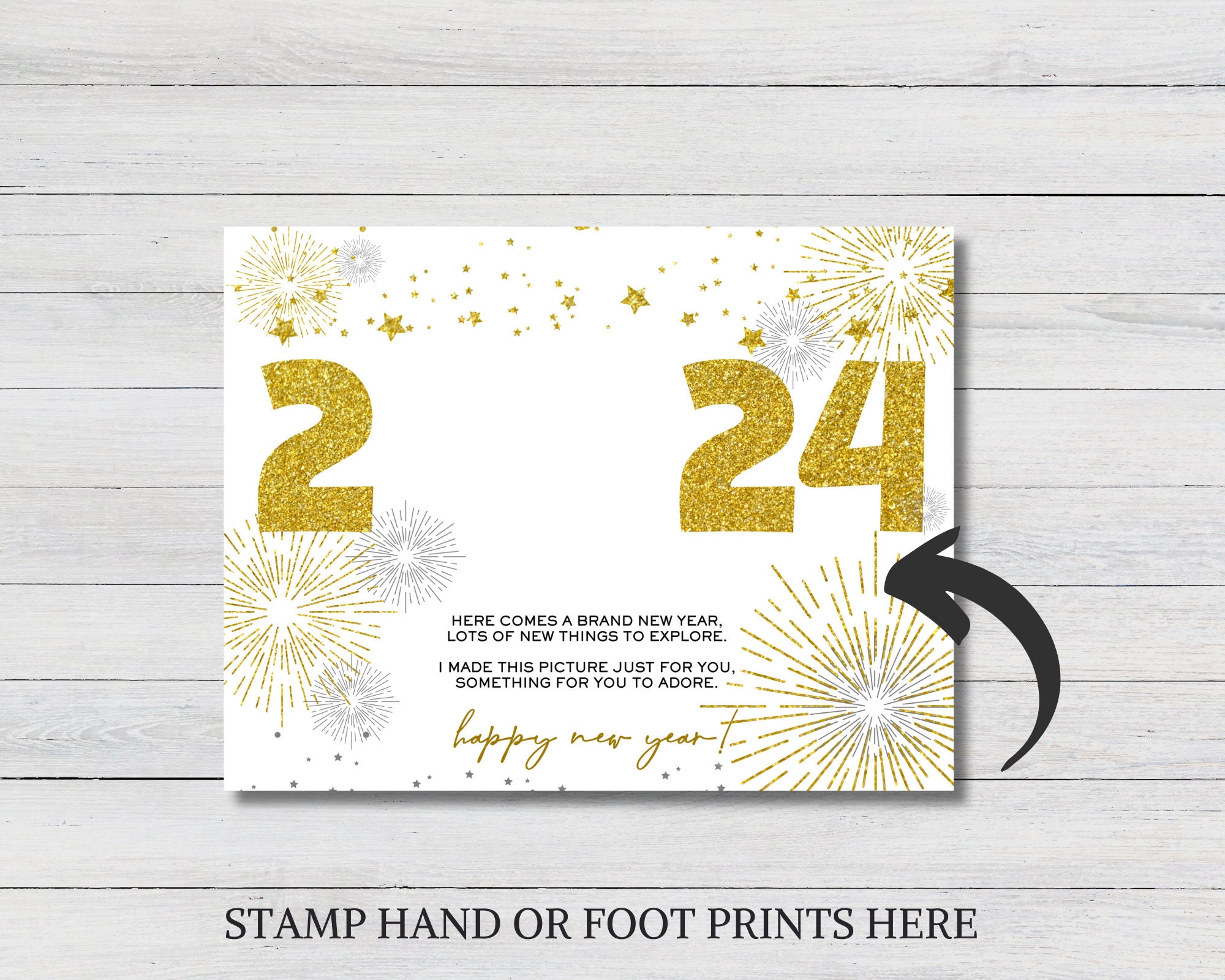2024 New Year's Handprint Art Printable, 2024 New Year's Eve Fireworks ...
