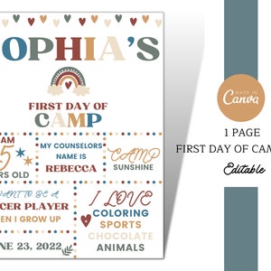 First Day of Summer Camp Sign | Boho Vibe Sign | Editable on Canva ...