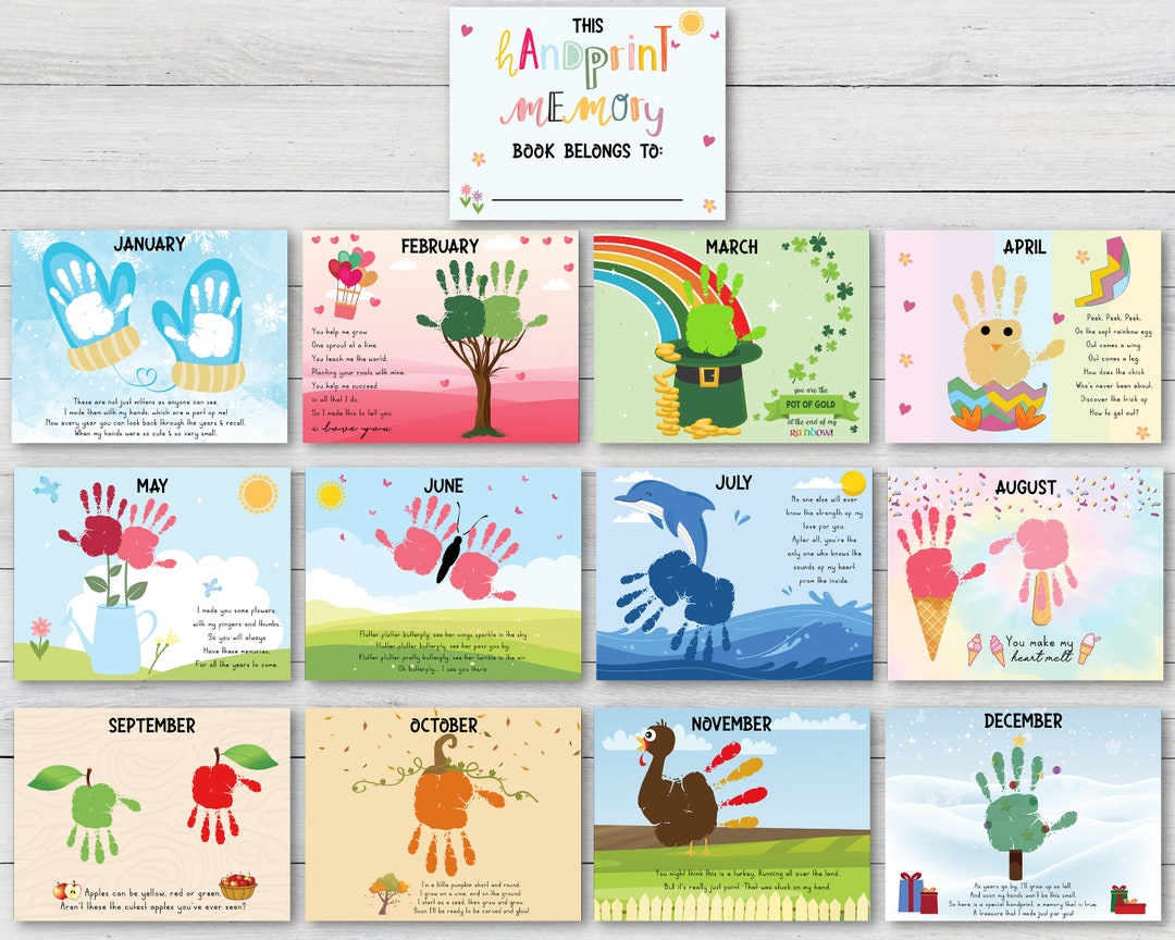 Handprint Memory Book Art Bundle Prints, DIY Kids Crafts, Handprint ...