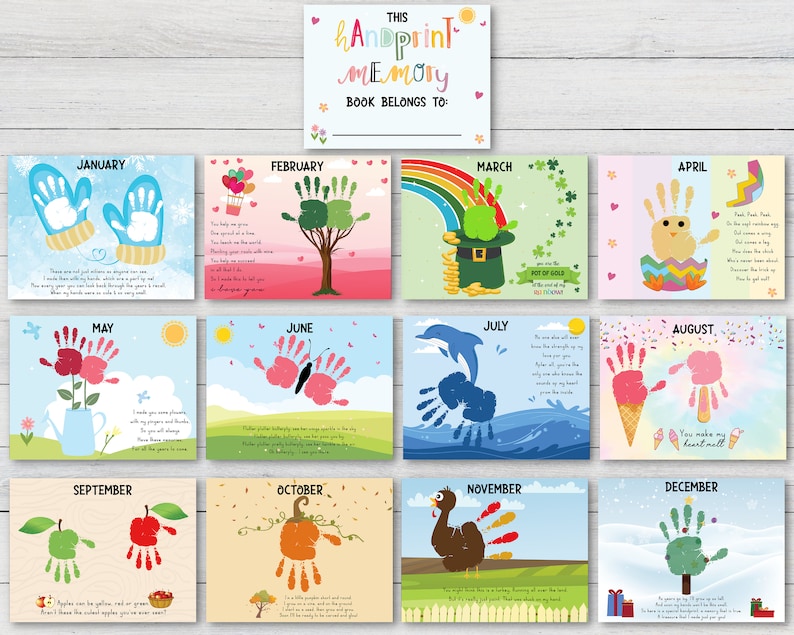 Handprint Memory Book Art Bundle Prints DIY Kids Crafts - Etsy