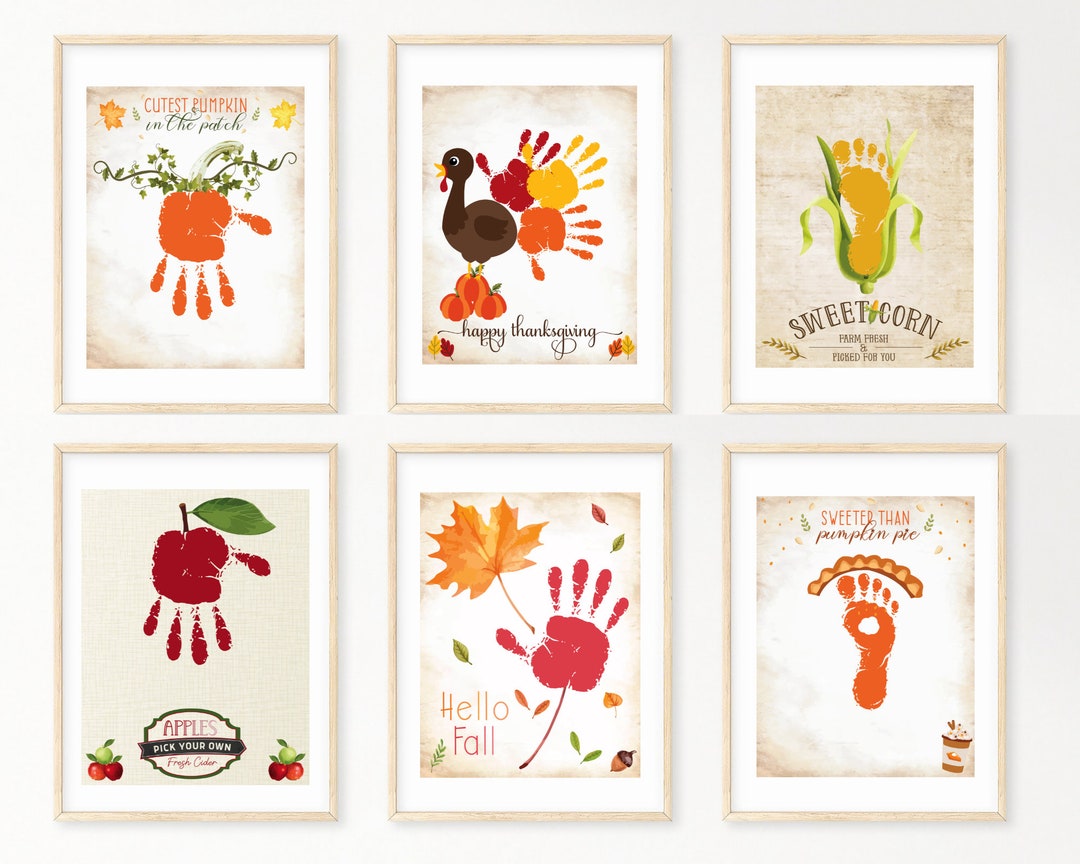 Set of 6 Fall Thanksgiving Bundle Handprints, Baby Toddler Kids Art ...