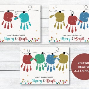 Christmas Handprint Art, DIY Kids Craft, Christmas Lights Handprint ...