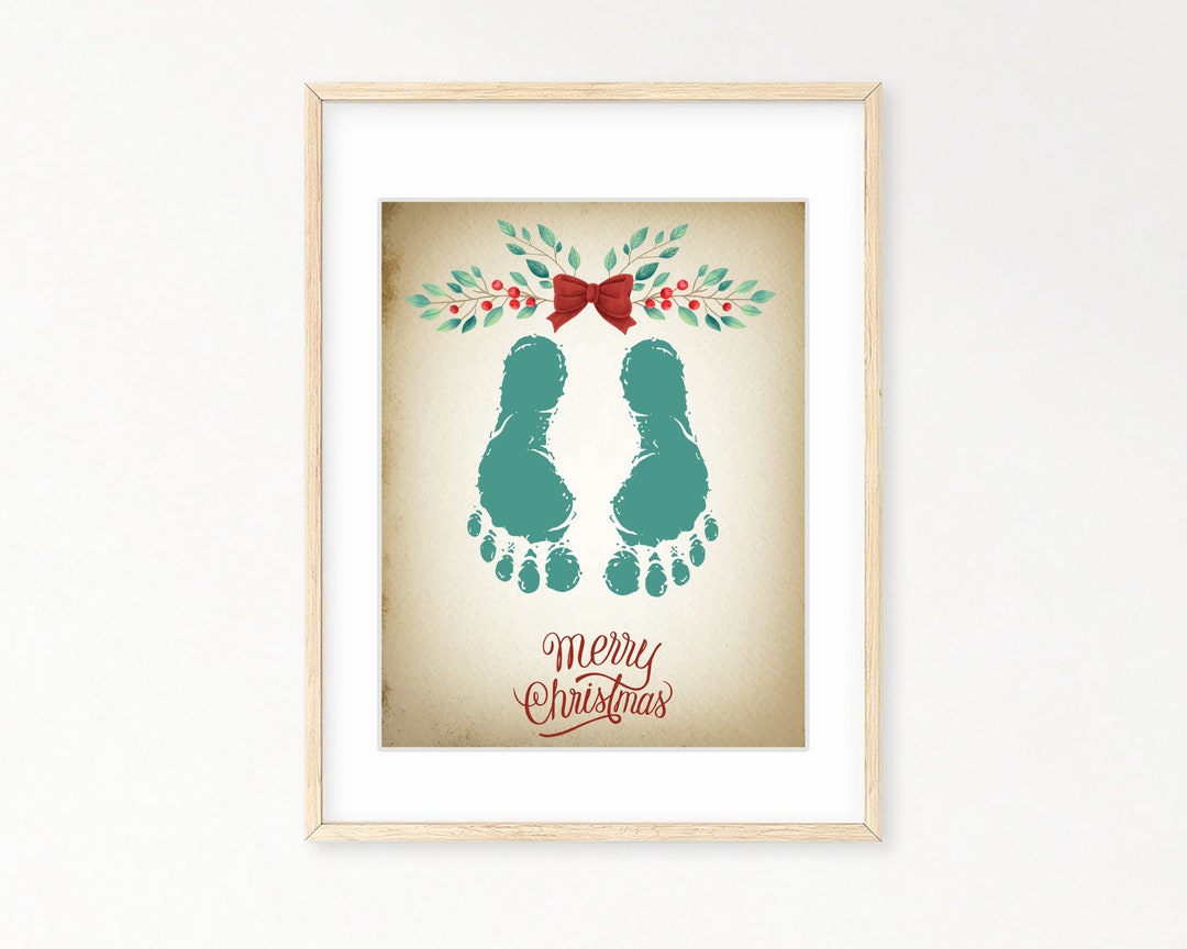 Merry Christmas Handprint Art, DIY Kids Craft, Vintage Christmas ...