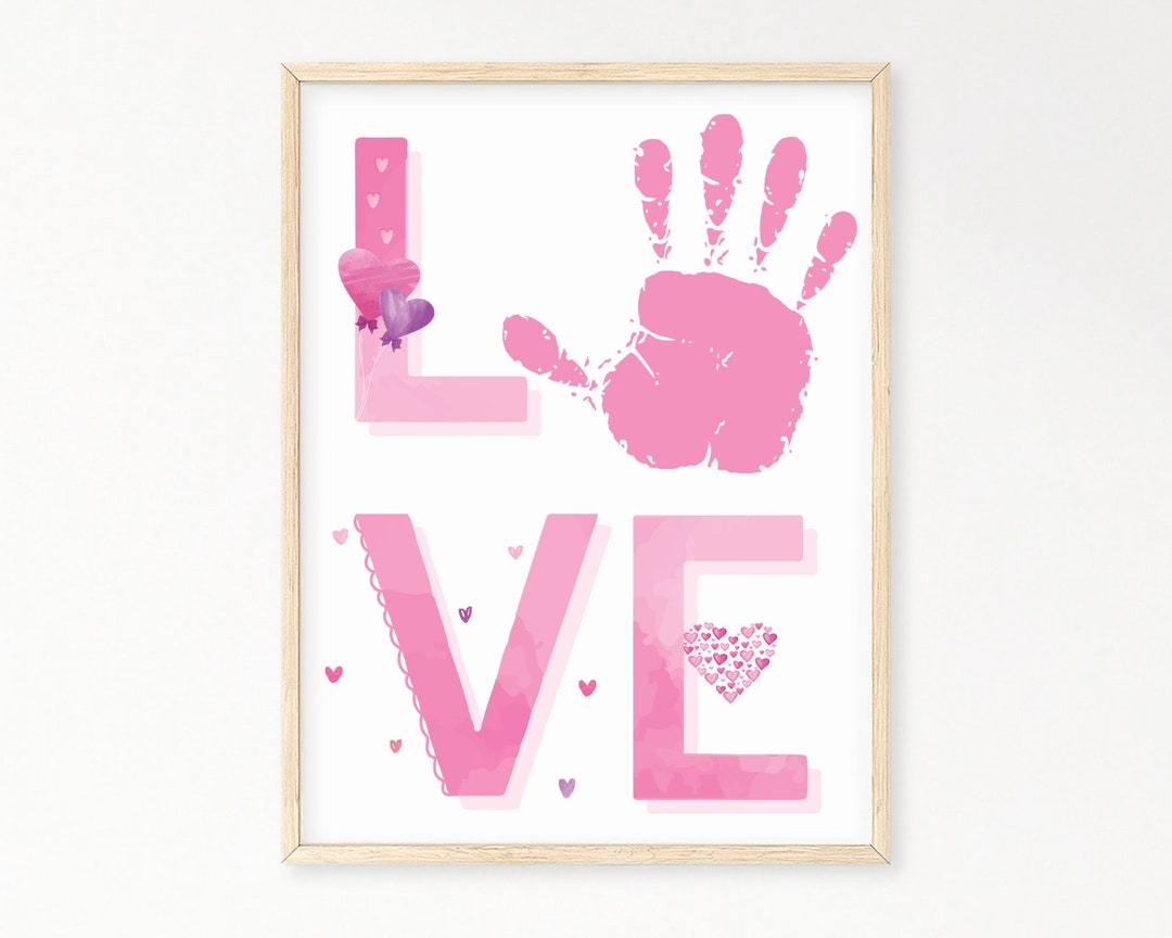 Love Handprint Art, Baby Toddler Kids Art Craft, First Valentine's Day ...