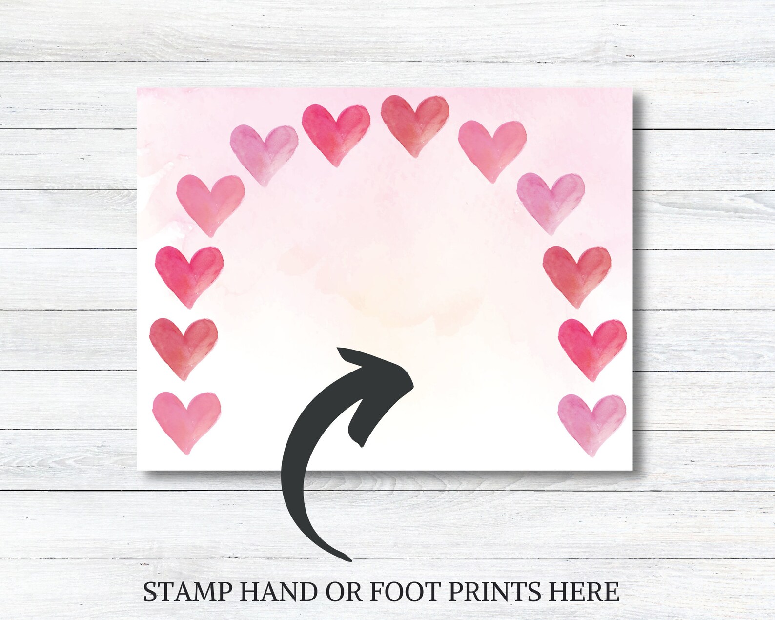 Hearts Watercolor Handprint Art, Baby Toddler Kids Art Crafts, Keepsake ...
