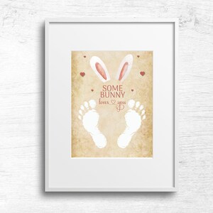 Some Bunny Loves You Easter Footprints Craft, Baby Toddler Kids Art ...