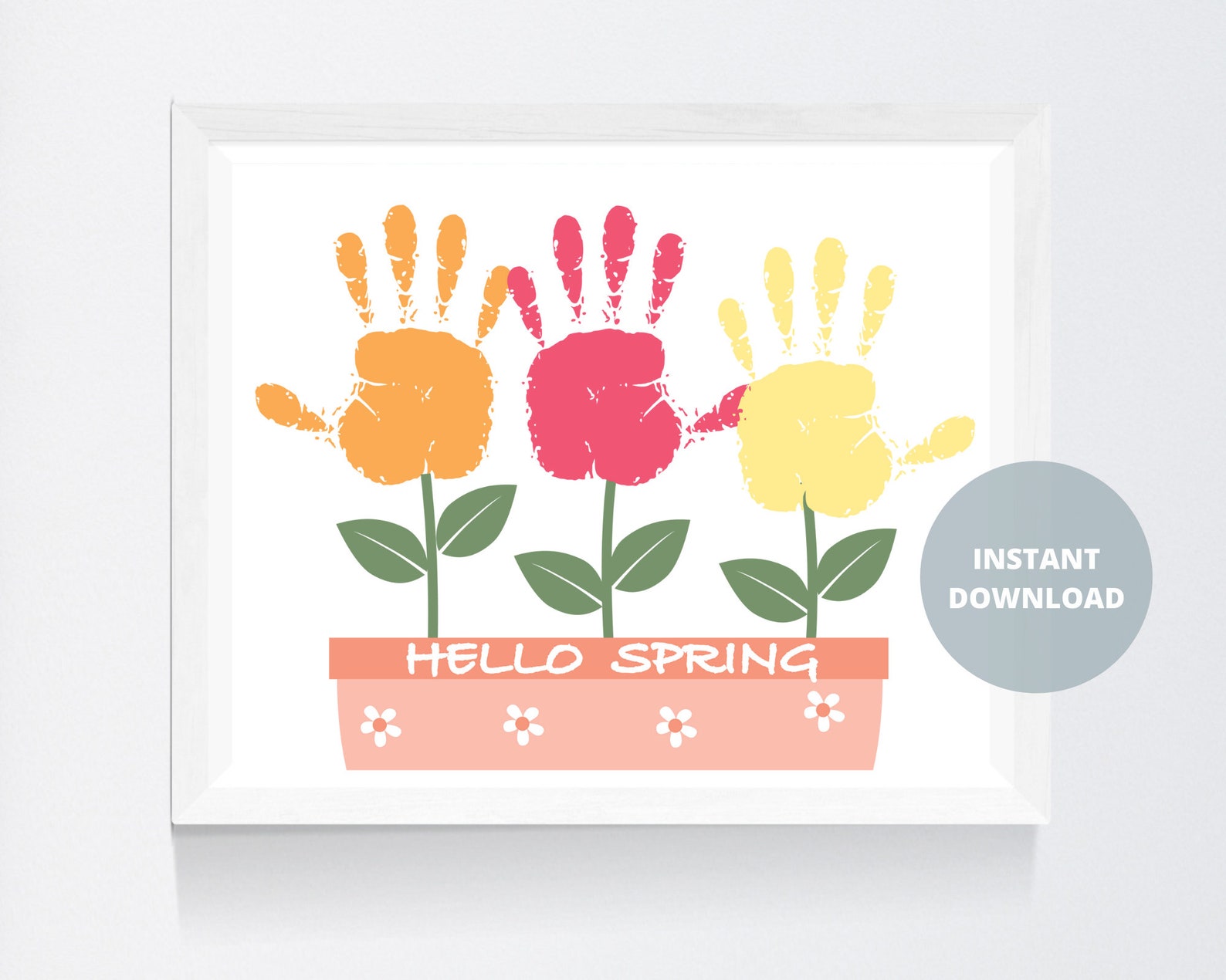 Hello Spring Card Spring Handprint Footprint Art DIY Toddler - Etsy