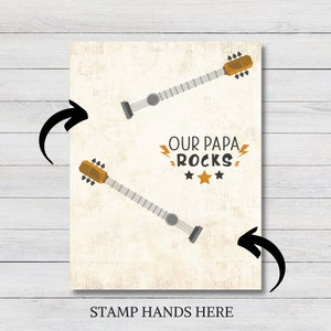 Our Dad Rocks + Our Papa Rocks Guitar Handprint Art Craft, Gift for Dad ...
