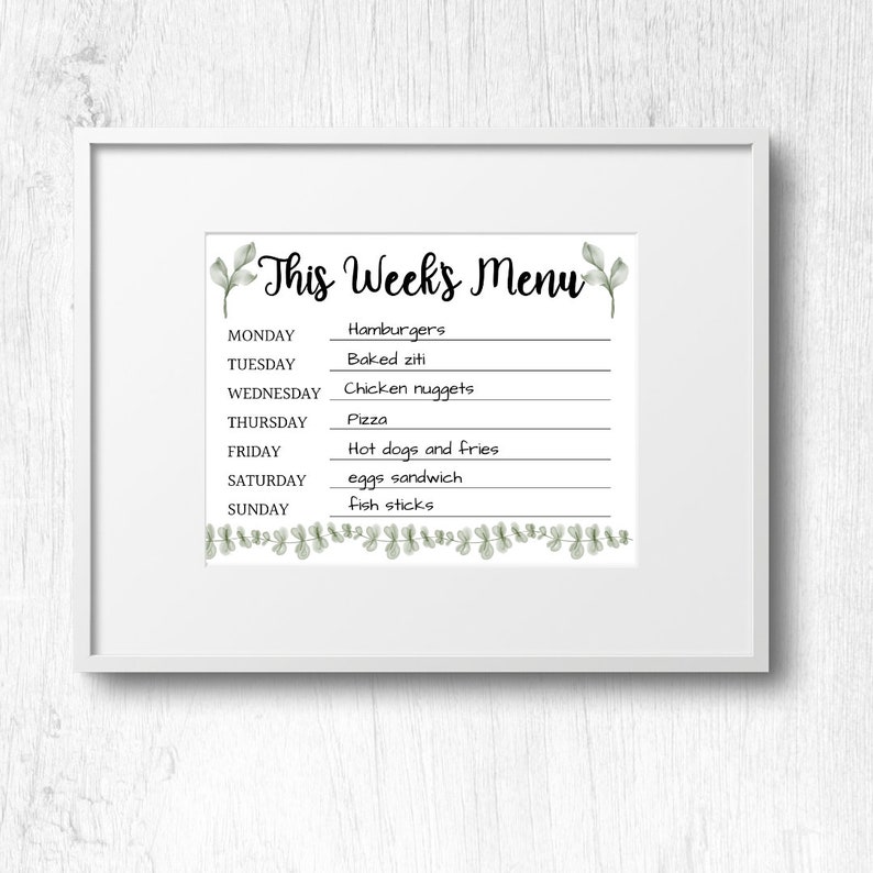 This Week's Menu Printable Menu Planning Menu - Etsy