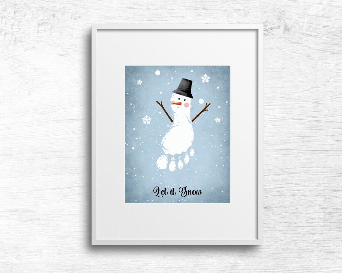 Let It Snow Christmas Footprint Art, DIY Kids Craft, Christmas ...