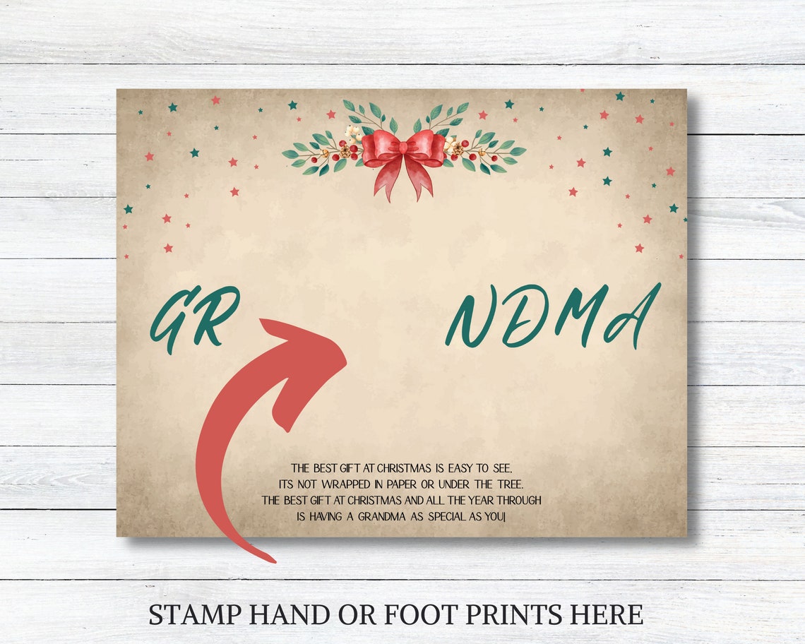 Grandma Christmas Handprint Art DIY Kids Craft Christmas - Etsy