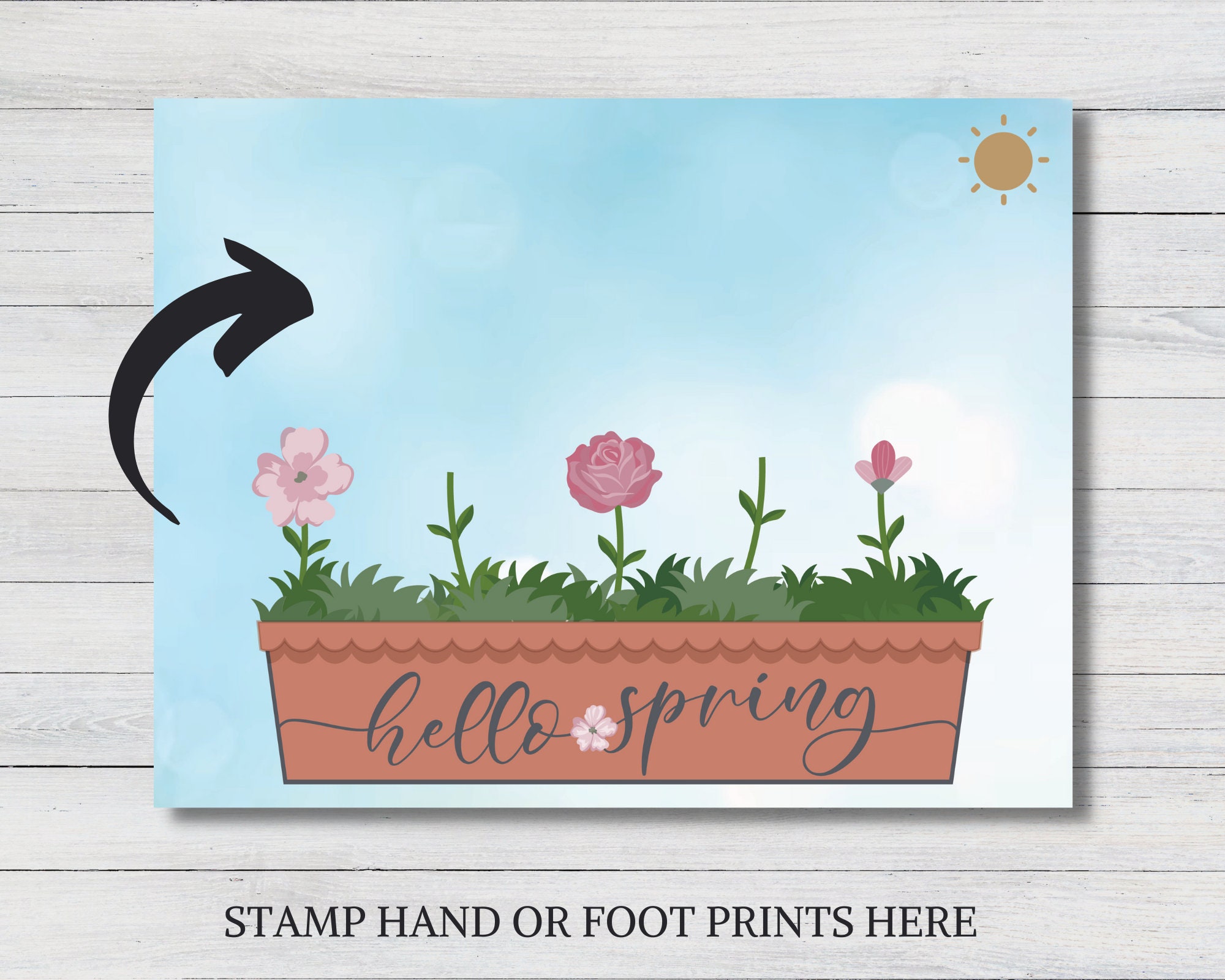 Hello Spring Flowers Handprint Art Activity, DIY Spring Printable ...