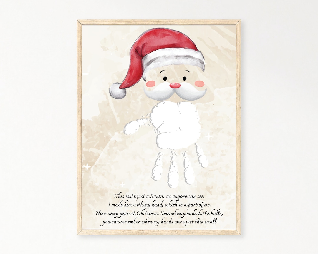 Santa Claus Handprint Art, Xmas Printable, Christmas Craft Memory ...