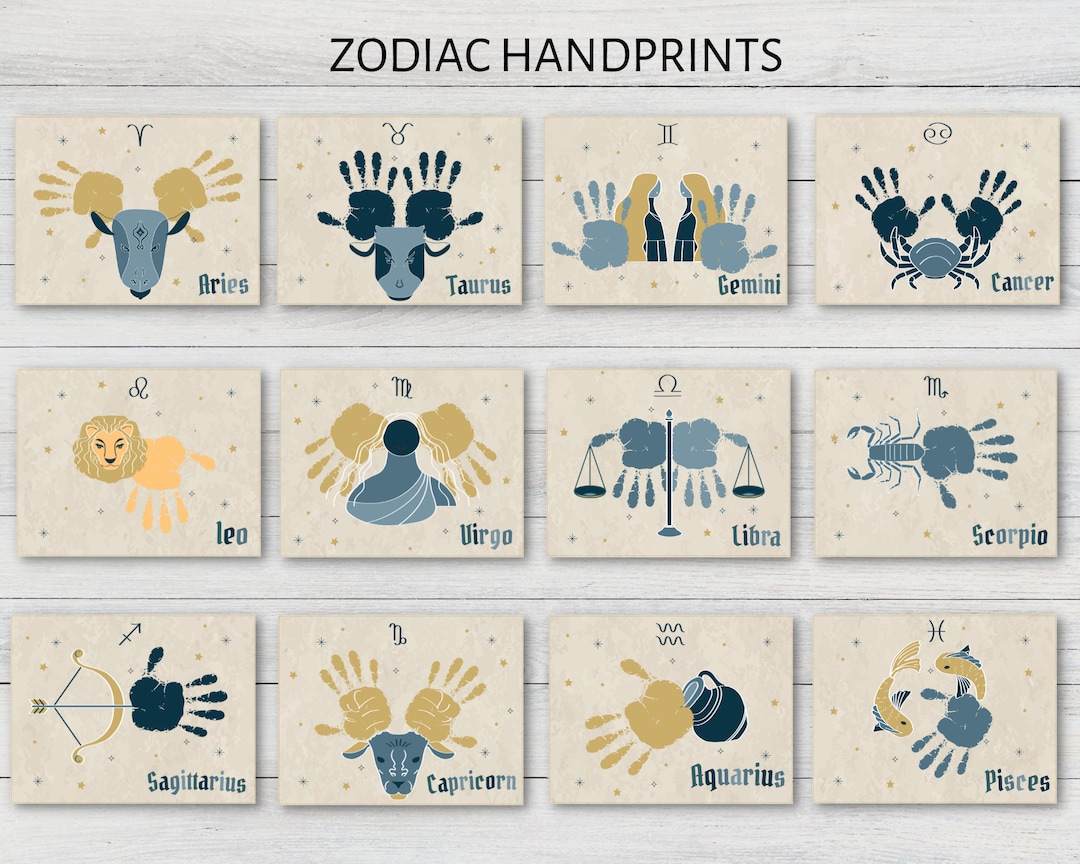 Zodiac Bundle Handprints Footprints, Zodiac Signs Handprint, Horoscope ...