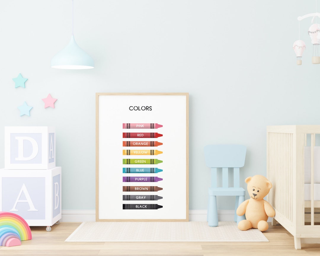 Learning Colors Poster, Watercolor, Educational Print, Preschool Poster ...