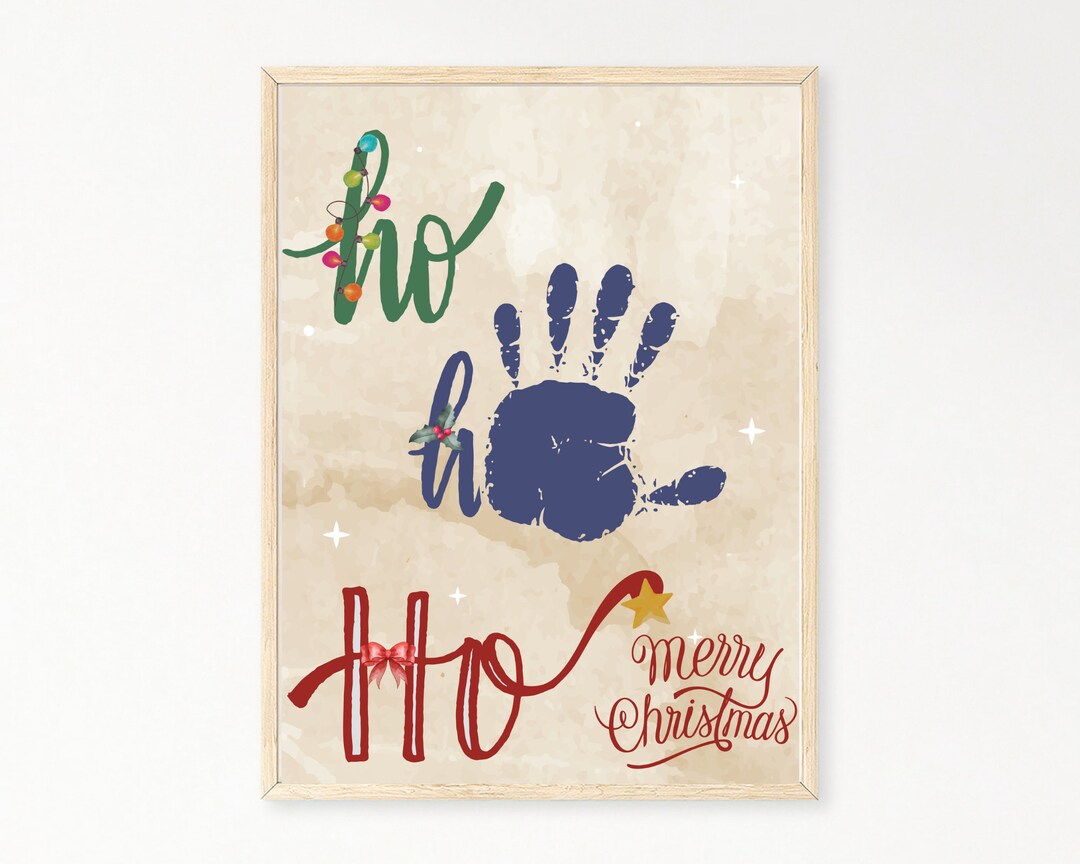Ho Ho Ho Christmas Handprint Art, Xmas Printable, Christmas Craft ...