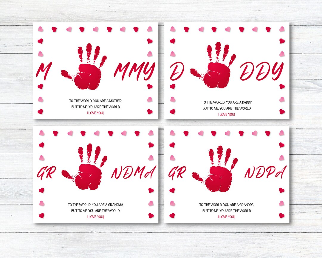 Set of 4 Mommy Daddy Grandma Grandpa Love Handprint Art Bundle, DIY ...