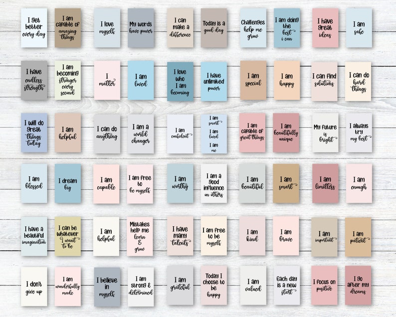 60 Positive Affirmation Cards Inspirational Bundle Vision - Etsy