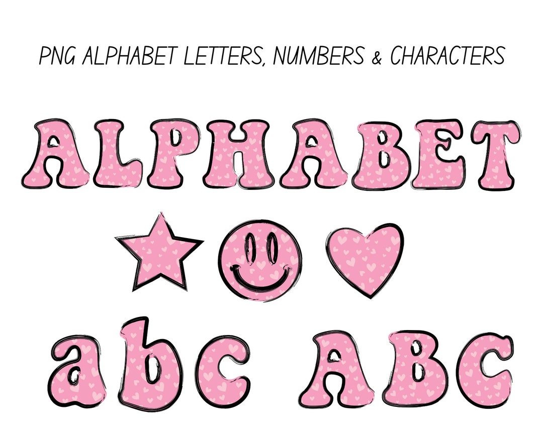 Pink Hearts PNG Letters, Printable PNG Abc's, Girls Png Letters ...