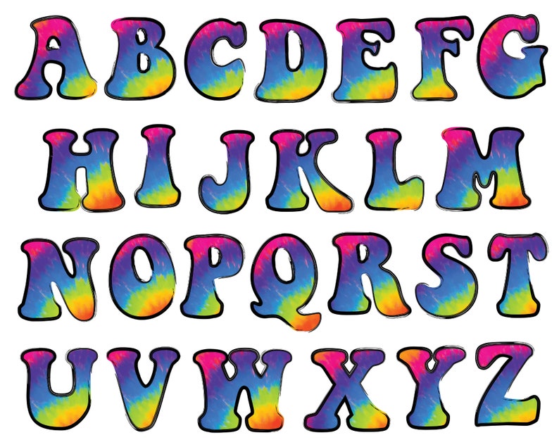 Tie-dye Rainbow PNG Letters Printable PNG Abc's Ombre - Etsy