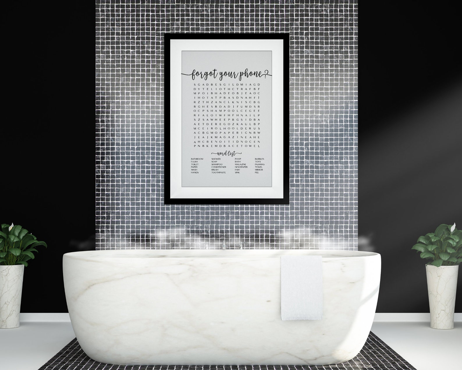 Bathroom Word Search Wall Art Bathroom Wall Decor Word Find - Etsy