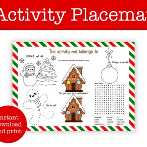 Christmas Activity Placemat Bundle: Kids Colouring Printable (digital ...