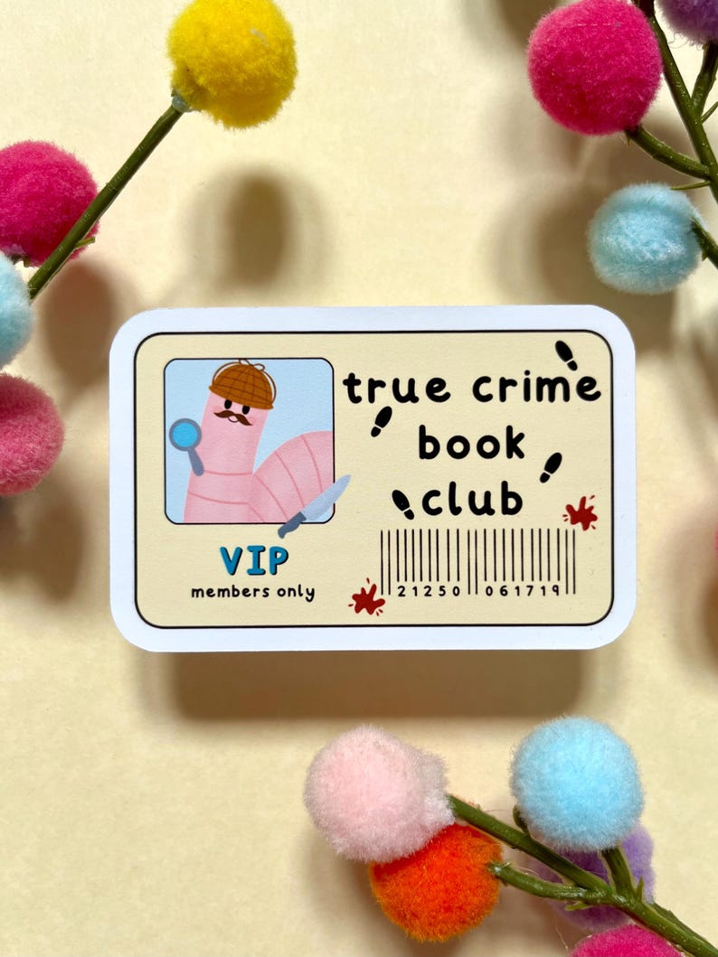 True Crime Book Club Sticker | Library Card, Bookworm Gift - Etsy