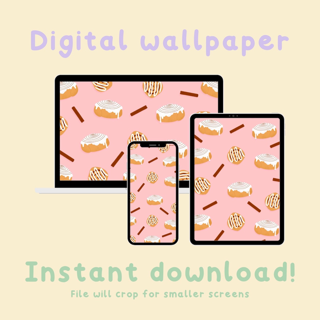 Cinnamon Bun Phone Wallpaper | Cozy Pink Background (digital Download ...