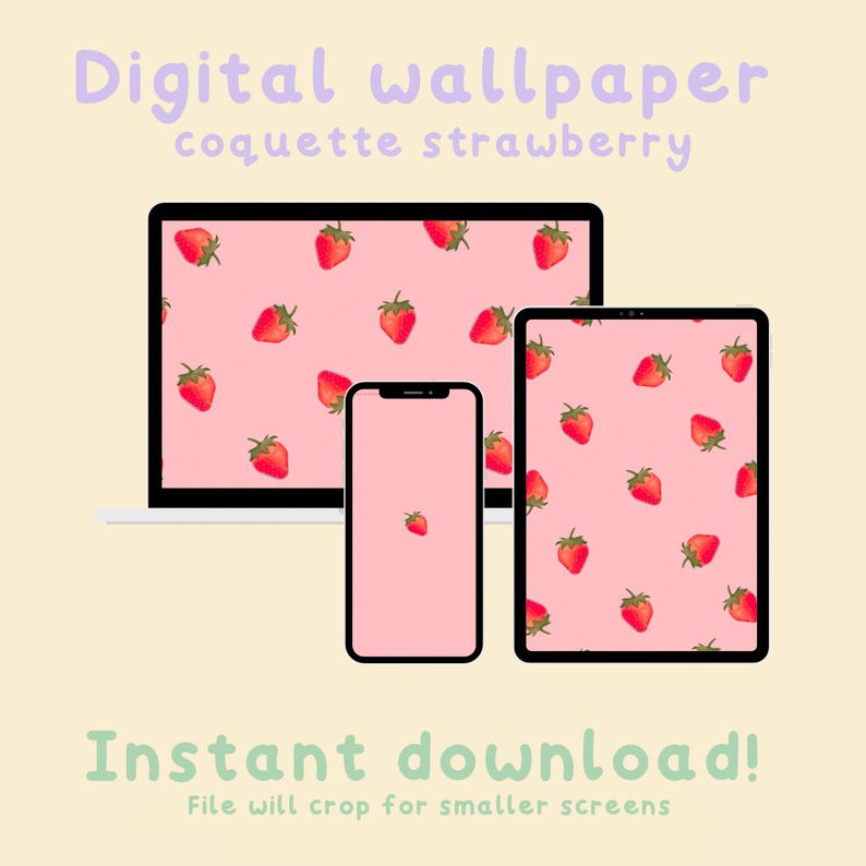 Strawberry Coquette Aesthetic Wallpaper | Cute Pink Screensaver ...