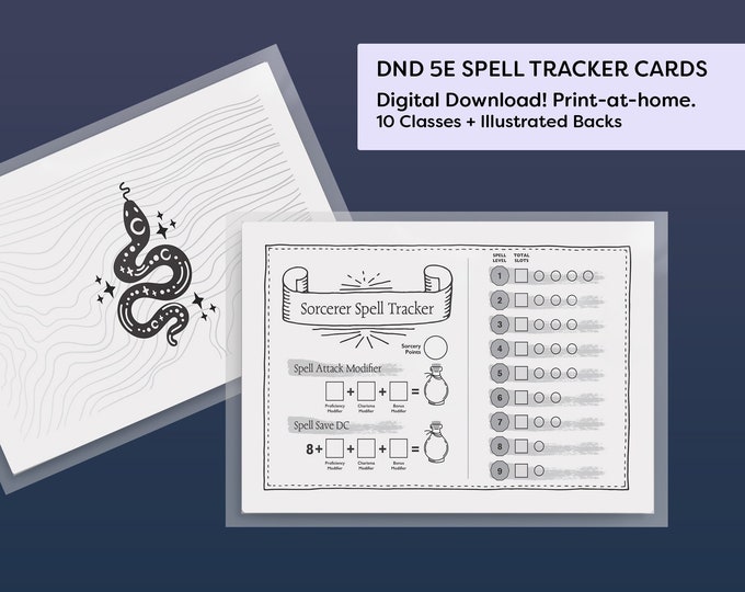Printable Spell Slot Trackers for 10 Classes- Dnd 5e - RPG - Digital ...