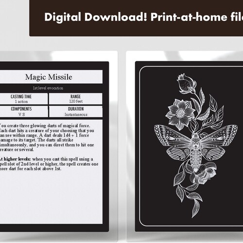 Printable Spell Cards Dnd 5e PDF Fillable Digital - Etsy