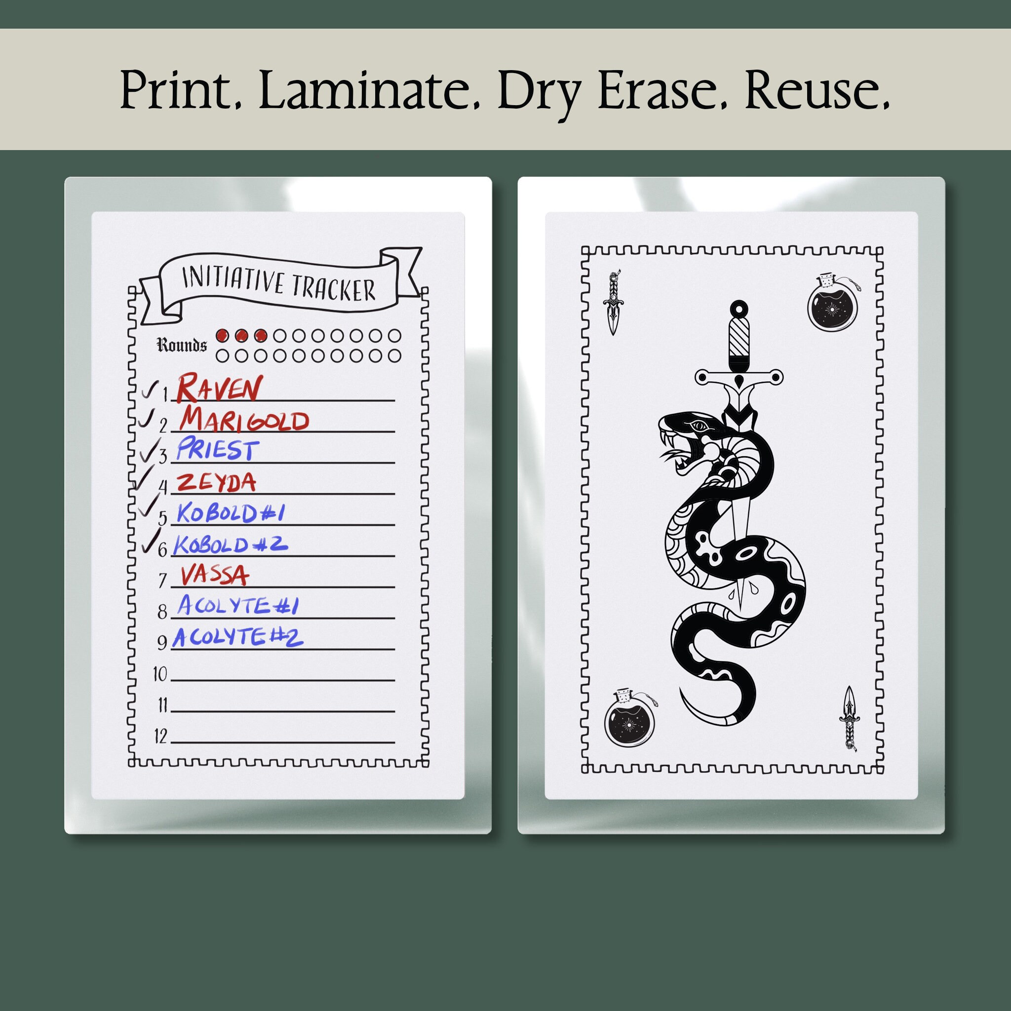 Printable Initiative Tracker Dnd 5e Pathfinder RPG - Etsy