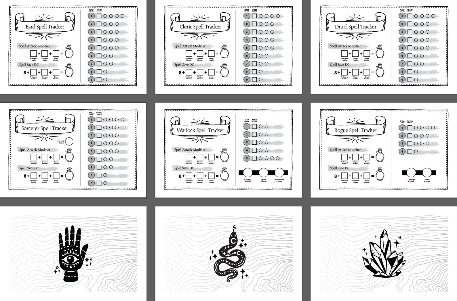 Printable Spell Slot Trackers for 10 Classes Dnd 5e RPG Digital ...