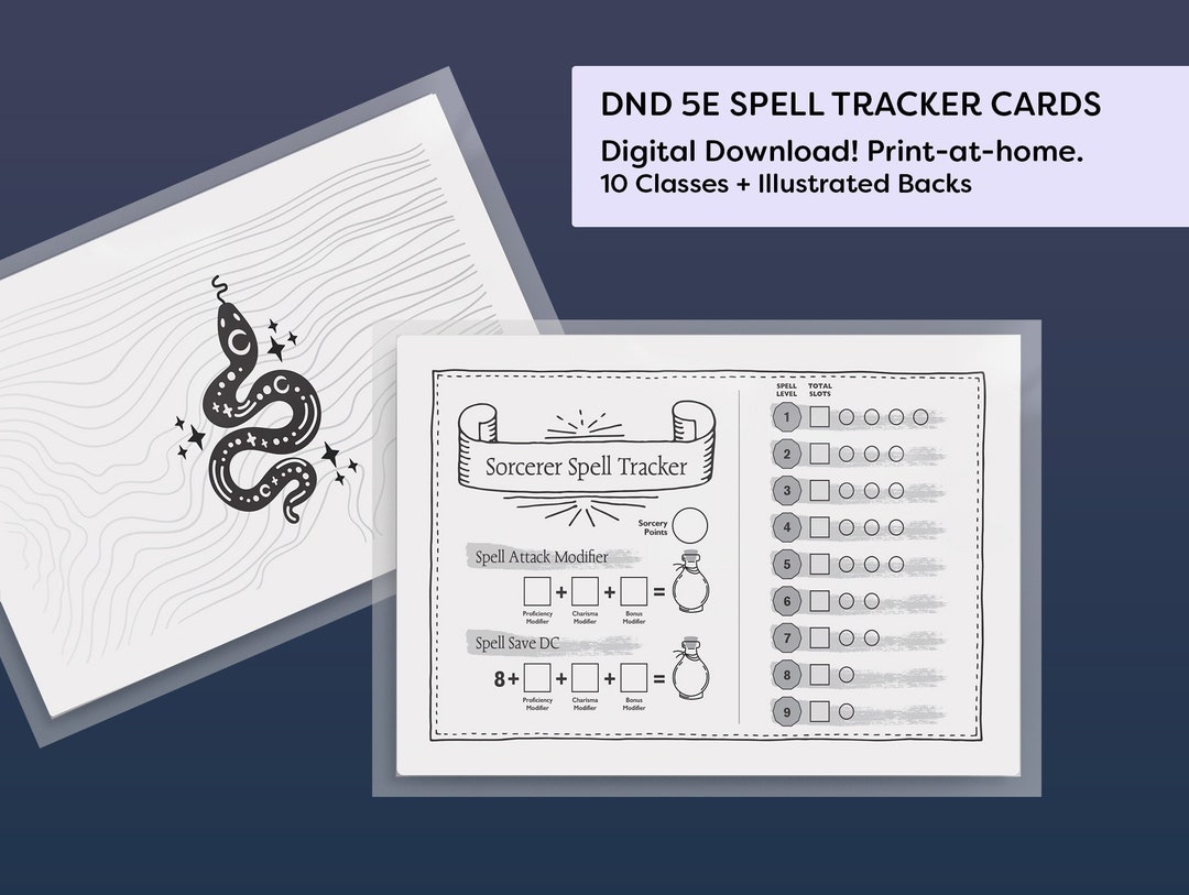 Printable Spell Slot Trackers for 10 Classes- Dnd 5e - RPG - Digital ...