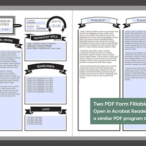 Printable RPG Session Notes - Dnd 5e - D&D - Pathfinder - RPG - PDF ...