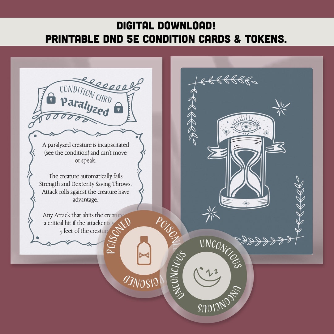 Printable Condition Cards and Tokens - Dnd 5e - RPG - Digital Download ...