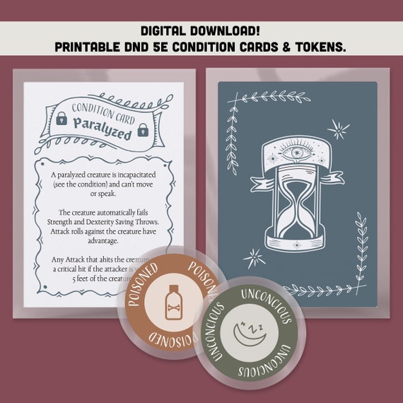 Printable Condition Cards and Tokens Dnd 5e RPG Digital | Etsy
