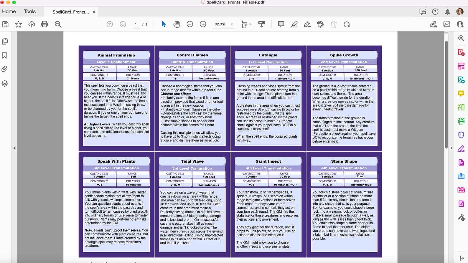 Printable Spell Cards - Dnd 5e - PDF Fillable - Digital Download ...