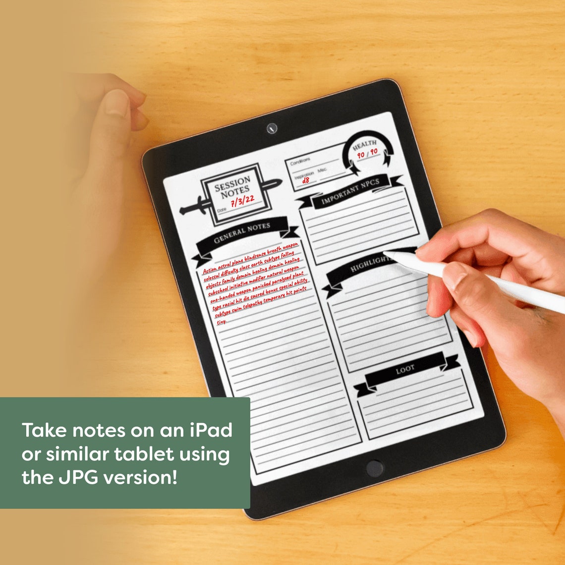 Printable RPG Session Notes Dnd 5e D&D Pathfinder RPG - Etsy