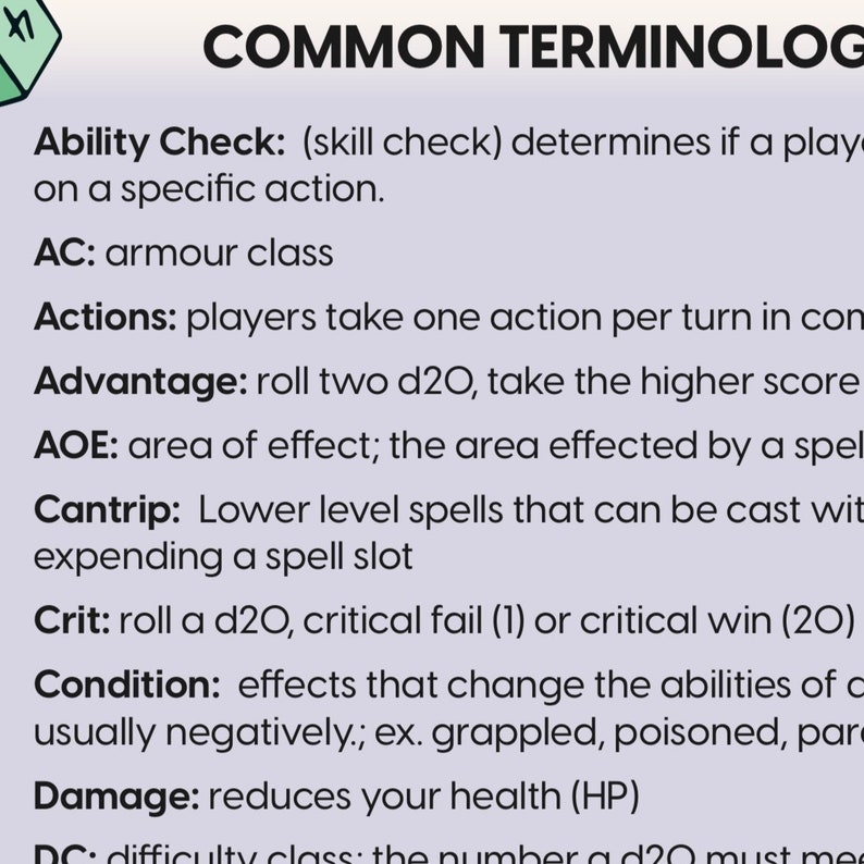 Printable Dungeons and Dragons Player Cheat Sheet Dnd 5e - Etsy