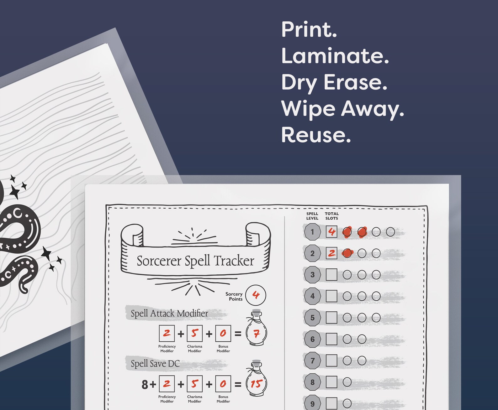 Printable Spell Slot Trackers for 10 Classes Dnd 5e RPG Digital ...