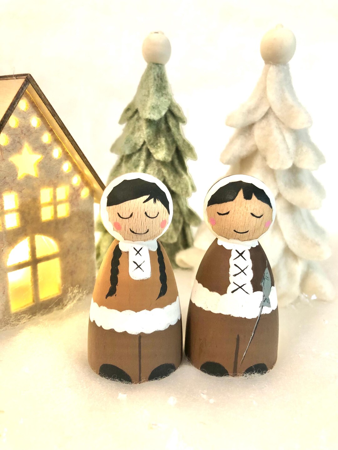 Wooden Handmade Inuit Peg Doll Toys Ideal for Imaginative Play and ...